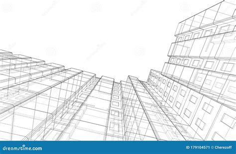 Vector Wire Frame Model Of A Multi Storey Building Stock Vector Illustration Of Frame