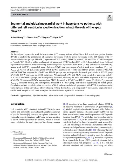 Segmental And Global Myocardial Work In Hypertensive Patients With
