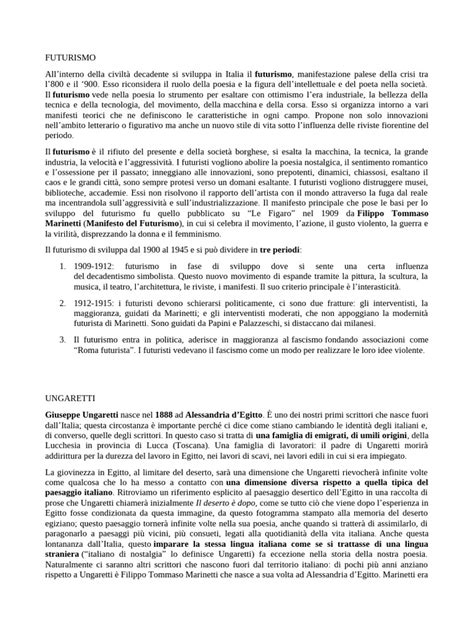 Futurismo E Ungheretti Pdf