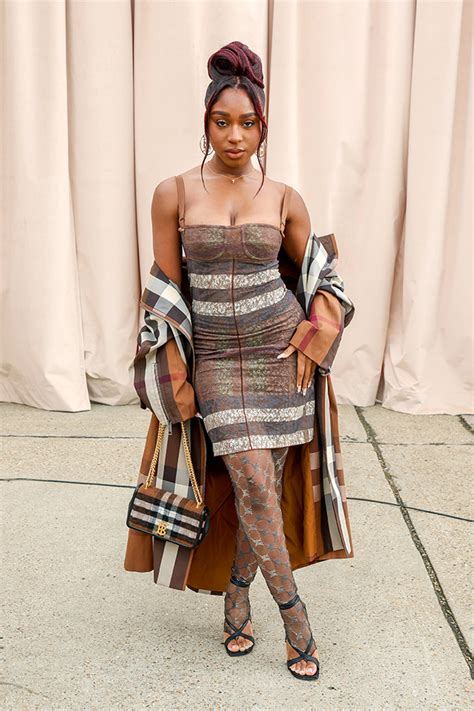 Normani Slips On Heeled Thong Sandals For Burberrys Fashion Show