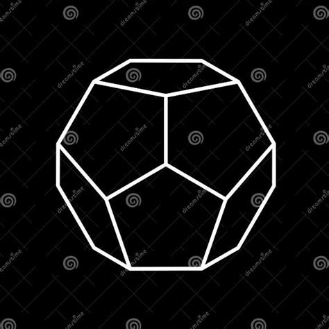 Dodecaedro Blanco Lineal Sobre Fondo Negro Para Diseño O Logotipo De Empaque De Iconos De Juego