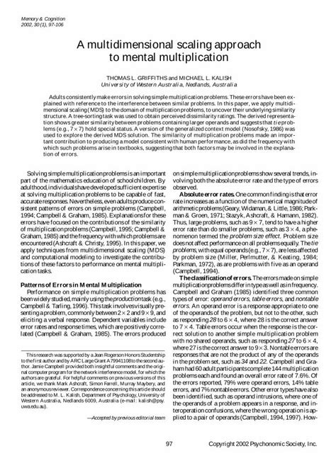 Pdf A Multidimensional Scaling Approach To Mental Tompapers