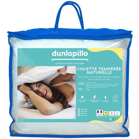 DUNLOPILLO Couette tempérée en percale de coton garnissage naturel