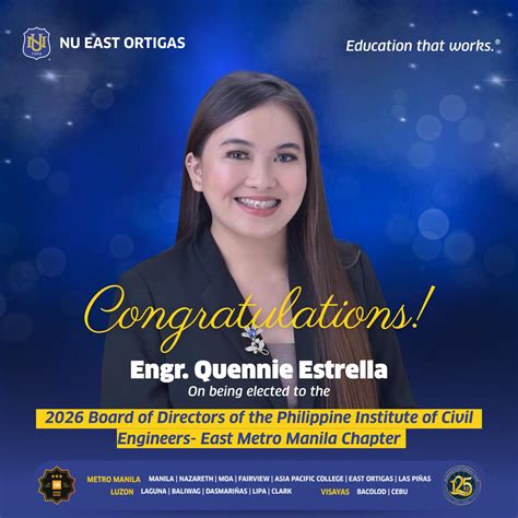 Nu East Ortigas Huge Congratulations To Engr Quennie Facebook