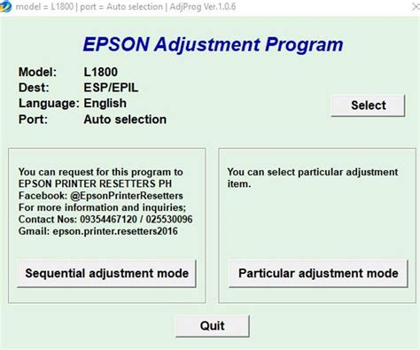 Epson L1800 Adjustment Program Resetter Software Etsy