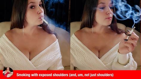 Smoke With Me In This White Cable Sweater With My Soft Shoulders