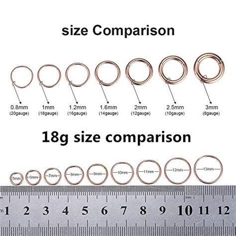 ORANGELOVE Nose Rings 18 Gauge Rose Gold Nose Ring Hoop 18g Cartilage