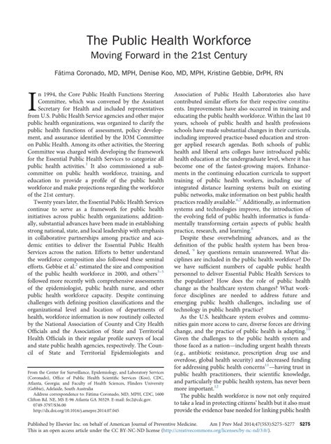 Pdf The Public Health Workforce
