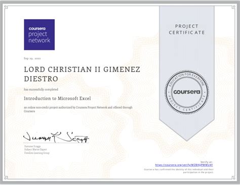 Introduction To Microsoft Excel Certificate Pdf