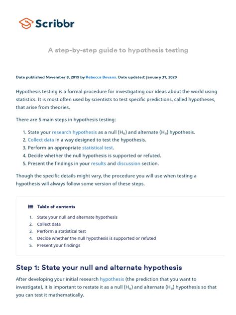 Hypothesis Testing A Step By Step Guide With Easy Examples Pdf Pdf