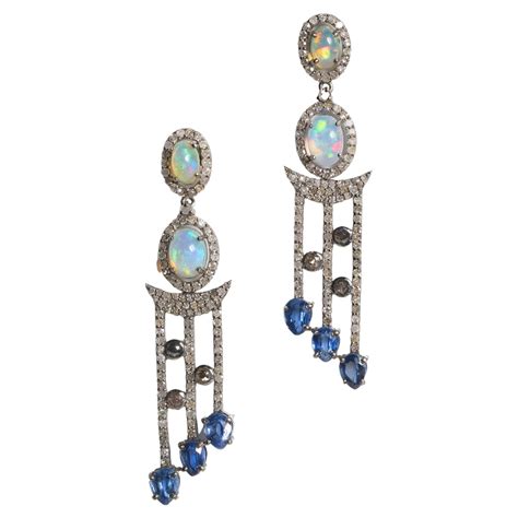 Opal And Diamond Dangle Drop Earrings For Sale At 1stdibs