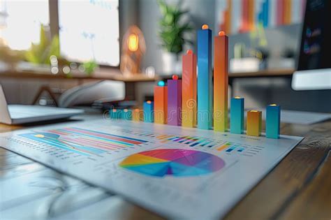 Three Dimensional Mockup Charts Showing Financial Data And Business Growth Stock Image Image