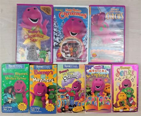 8x Barney And Friends Vhs Circus Christmas Manners Rhymes Sharing