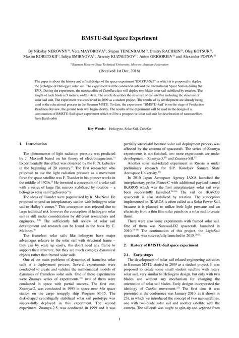 PDF BMSTU Sail Space Experiment