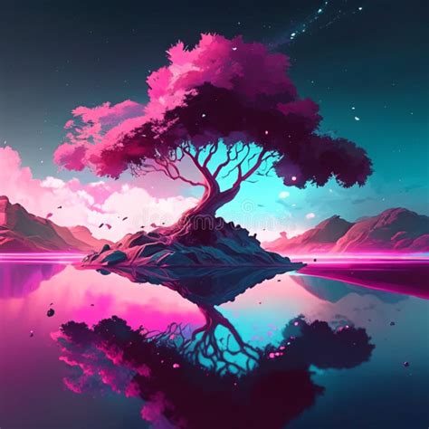 Magic Tree In The Moonlight Vector Illustration Of A Magic Tree Stock