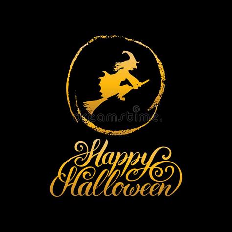 Witch Vector Illustration With Happy Halloween Lettering All Saints