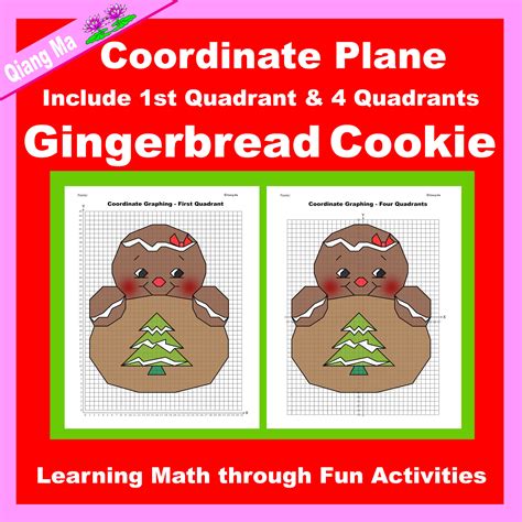 Christmas Coordinate Plane Graphing Picture Gingerbread Cookie Made By Teachers