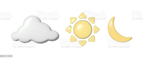 현실적인 벡터 아이콘 세트입니다 구름 태양 달 일기 예보 아이콘입니다 3차원 형태에 대한 스톡 벡터 아트 및 기타 이미지 3차원 형태 달 하늘 아이콘 Istock