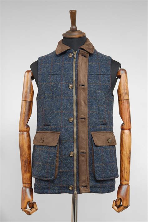 Harris Tweed Chuck Country Gilet Blue Multi Harris Tweed Chuck