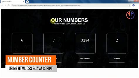 Number Counter Using Html Css And Java Script Youtube