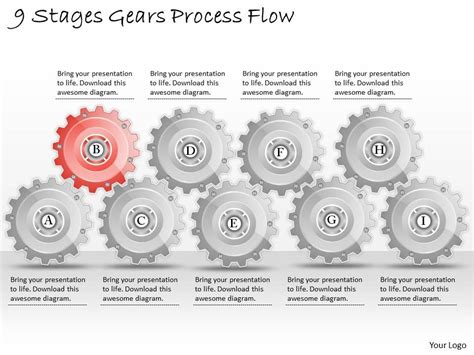 1013 business ppt diagram 9 stages gears process flow powerpoint