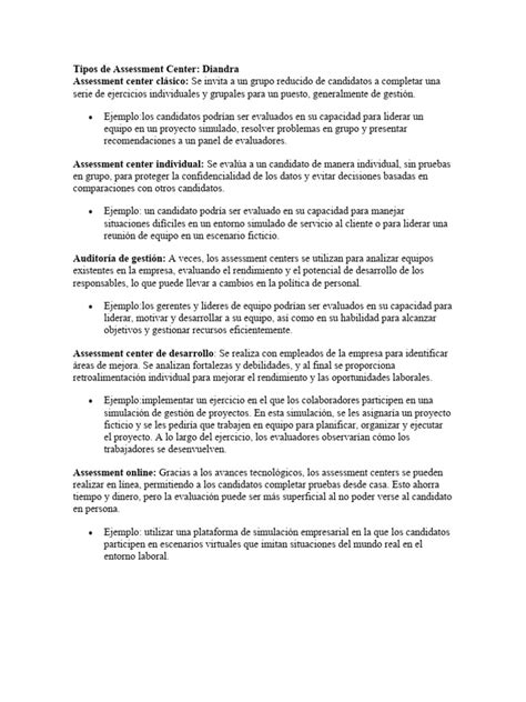 Tipos De Assessment Center Pdf