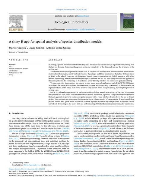 Pdf A Shiny R App For Spatial Analysis Of Species Distribution Models