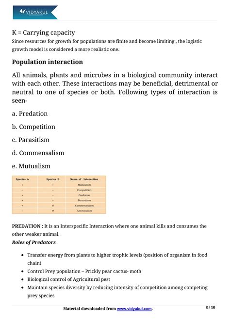 Organisms And Population Class 12 Notes Vidyakul
