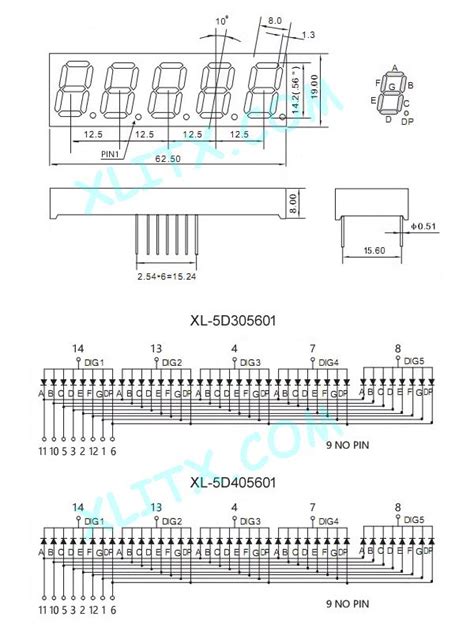 green 0 56 inch 5 digit common anode ca cathode cc led 7 segment