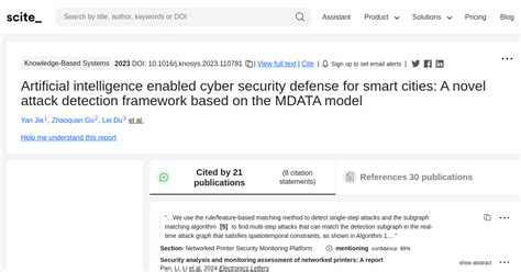 Artificial Intelligence Enabled Cyber Security Defense For Smart Cities