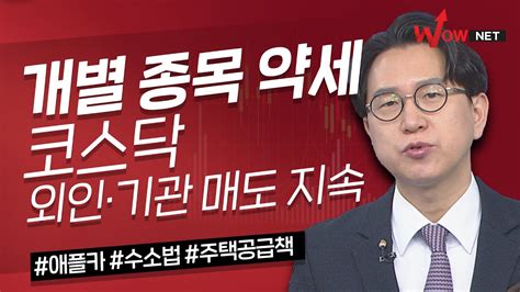 개별 종목 약세 코스닥 외인 기관 매도세 지속 Youtube