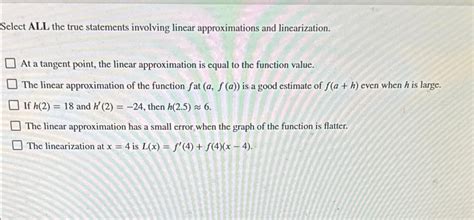 Solved Select All The True Statements Involving Linear Chegg