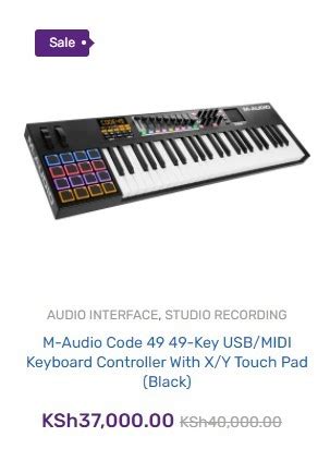 M Audio Code Key USB MIDI Keyboard Controller With X Y Touch Pad Black By Ultra