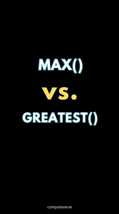 Sql Max Vs Greatest ️ Youtube