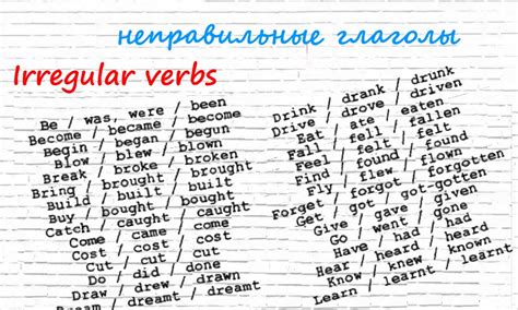 Неправильные глаголы английского языка Таблица с переводом