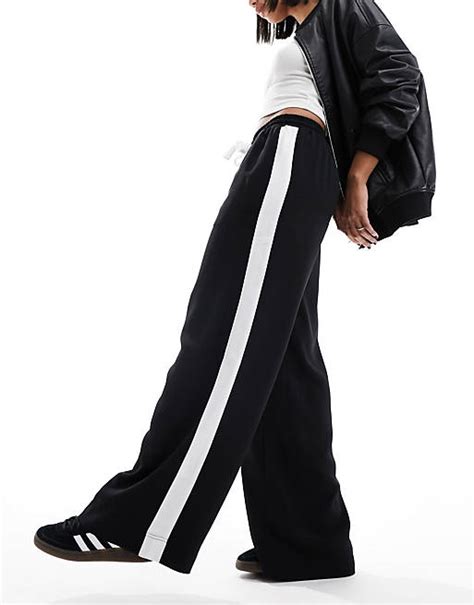 Asos Design Pull On Trouser With Contrast Panel In Black Asos