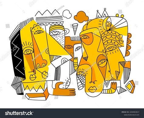 Aesthetic Abstract Face Portrait Man Woman Stock Vector Royalty Free