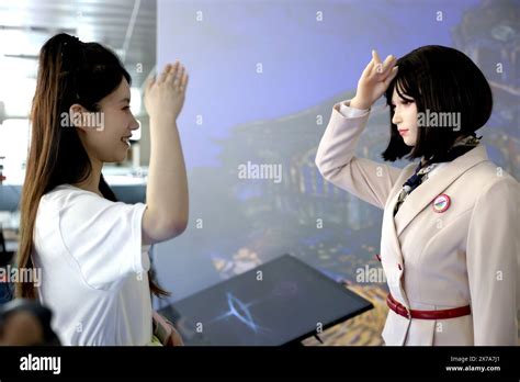 Fuzhou China May 18 2024 Citizens Interact With Netdragon Ai