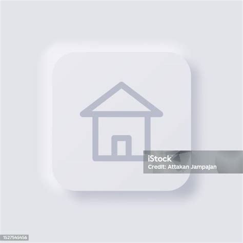 하우스 아이콘 웹 디자인 응용 프로그램 Ui 등을 위한 White Neumorphism 소프트 Ui 디자인 버튼 벡터 3차원 형태에 대한 스톡 벡터 아트 및 기타 이미지