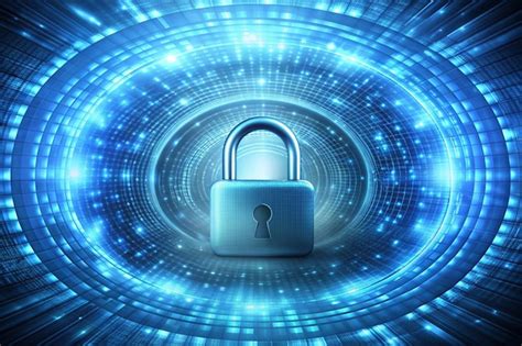 premium photo lock padlock and cloud computing code in blue bytes
