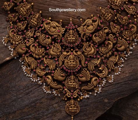 Antique Gold Lakshmi Peacock Choker Indian Jewellery Designs
