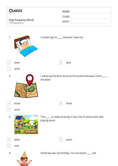 Printable High Frequency Words