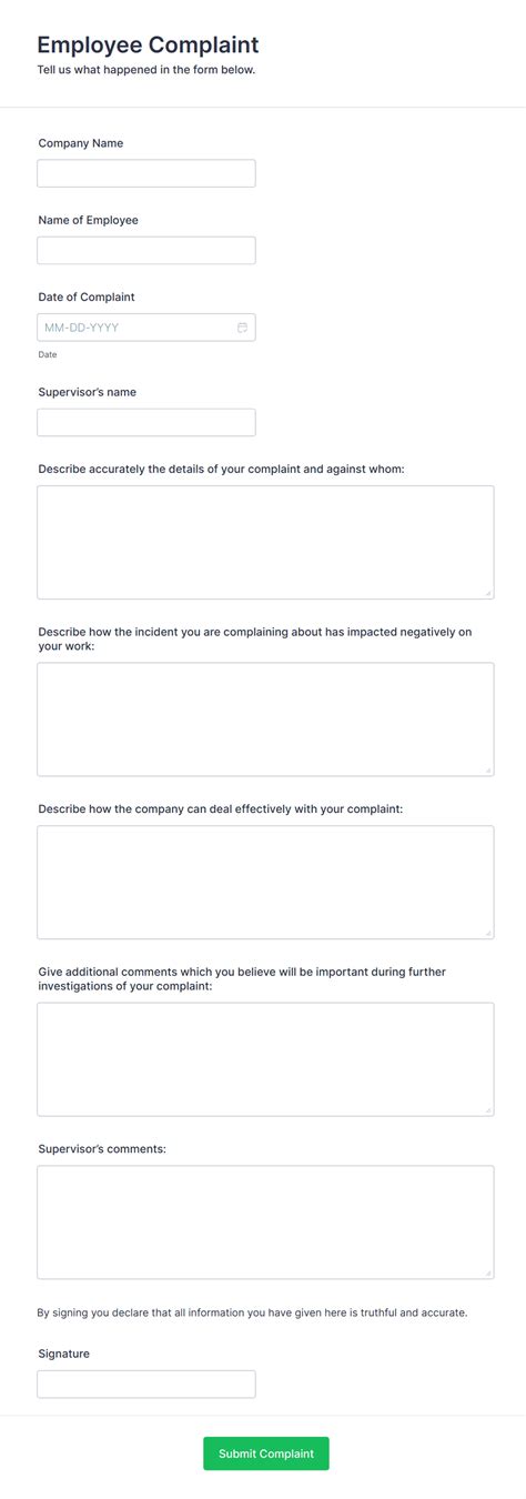 Hr Complaint Form