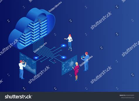Isometric Cloud Computing Concept Represented By Stock Illustration