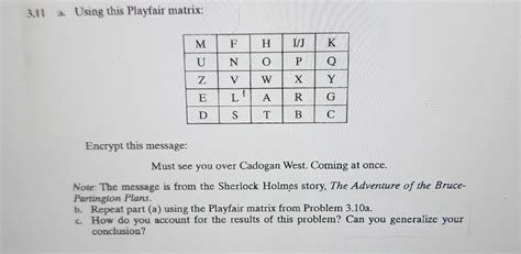 Solved 311 A Using This Playfair Matrix Encrypt This