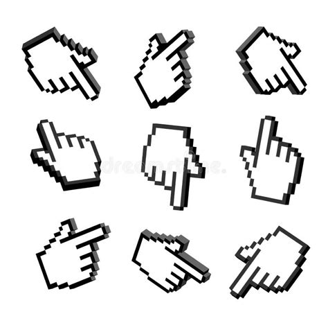 Set Of D Hand Pointers Stock Vector Illustration Of Flat