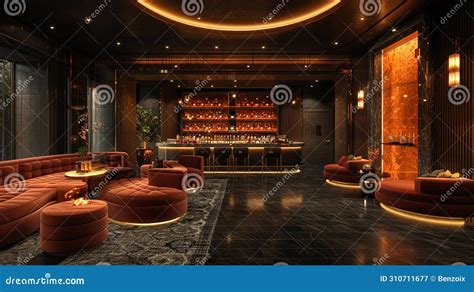 Chic Cocktail Lounge With Velvet Seating And Mood Lighting3d Render