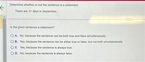 Solved Determine Whether Or Not The Sentence Is A