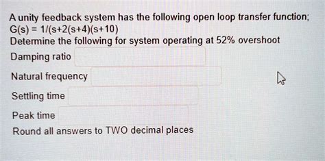SOLVED A Unity Feedback System Has The Following Open Loop Transfer