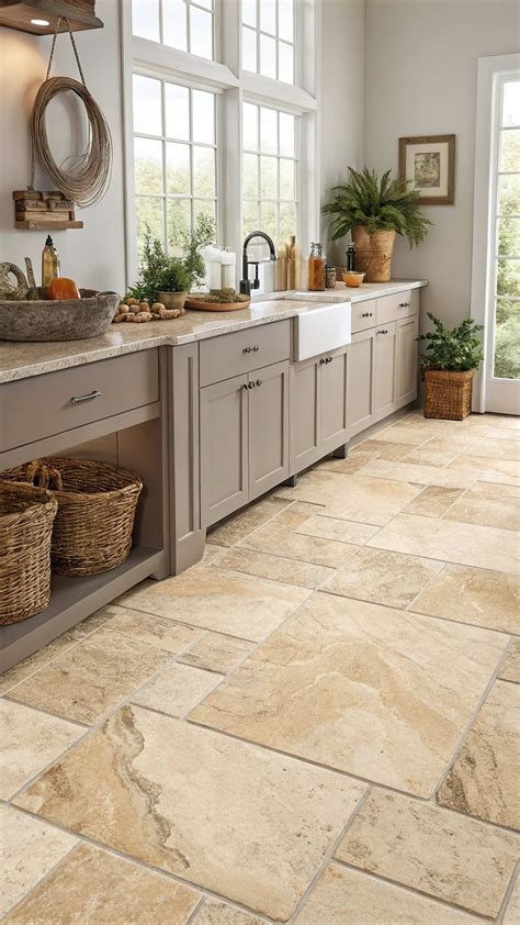 20 Breathtaking Beige Tile Kitchen Floor Designs
